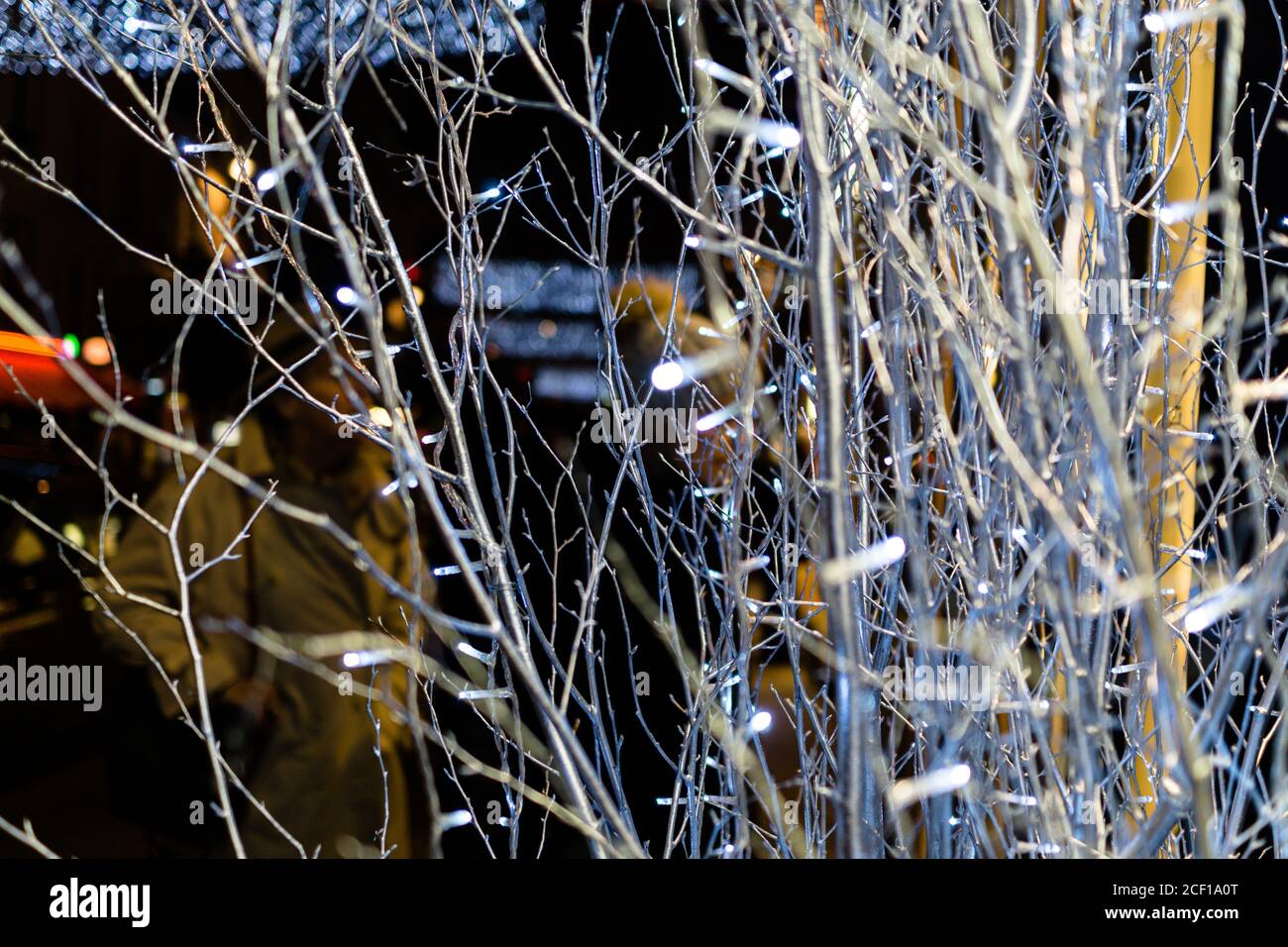 Tree decorated with glowing lights Stock Photo - Alamy