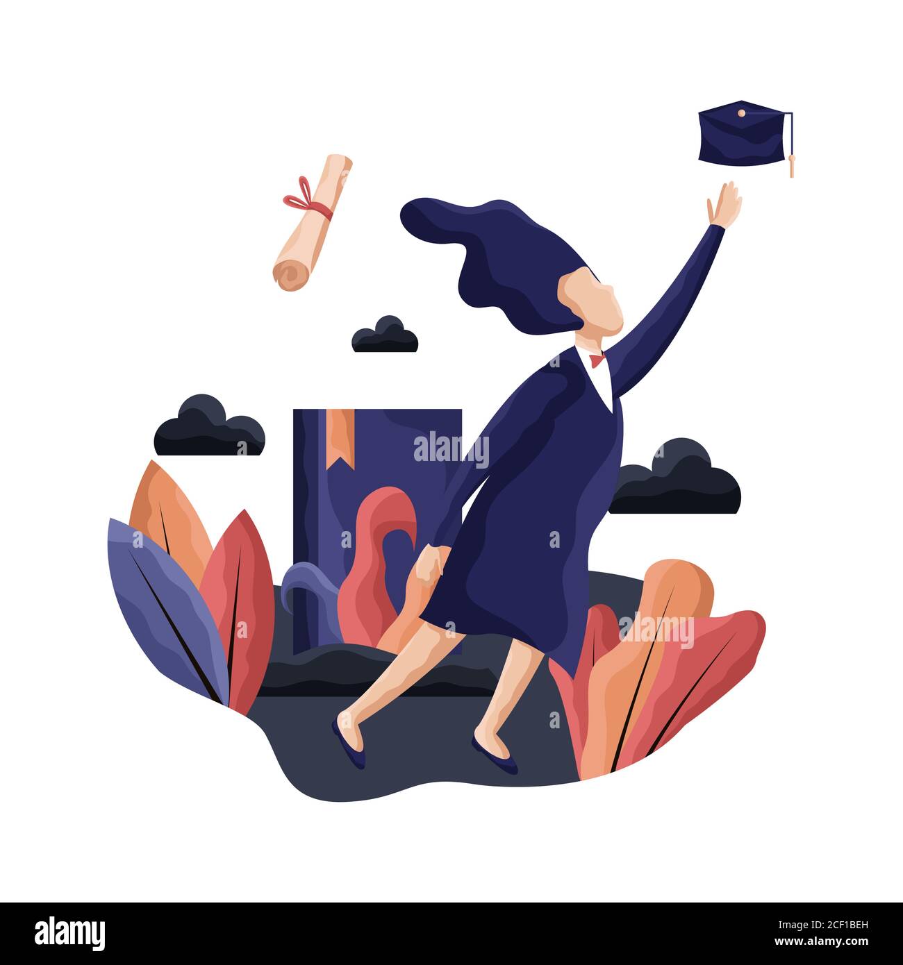 Graduation ceremony female high school Stock Vector Images - Alamy