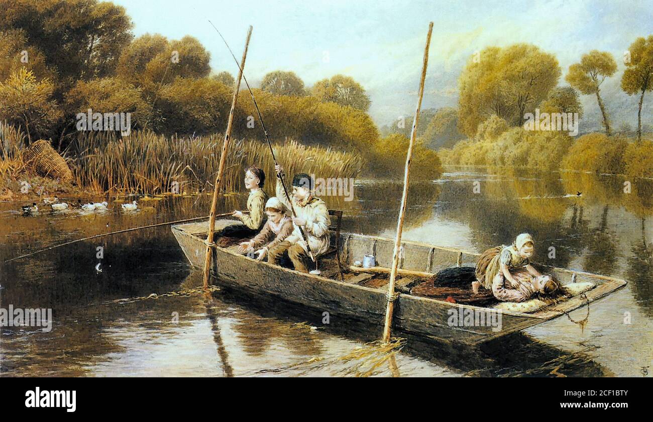 Foster Myles Birket - Children Fishing from a Punt - British School ...