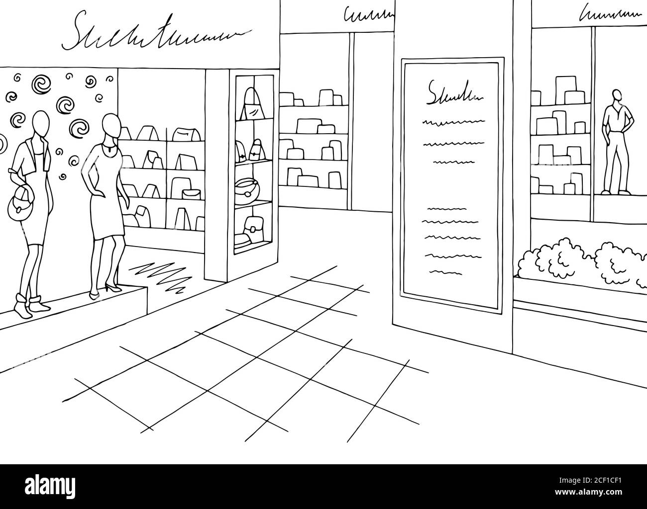 Store interior empty shopping Stock Vector Images - Alamy