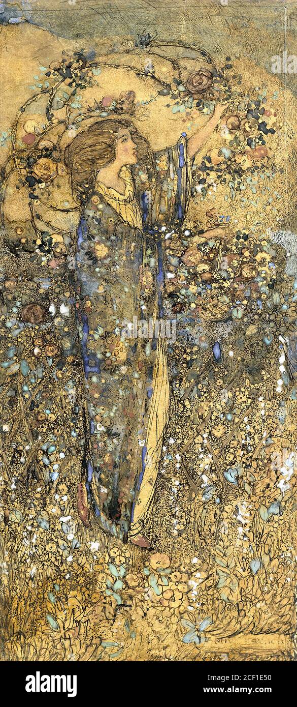 French Annie - the Flower Maiden - British School - 19th Century Stock ...