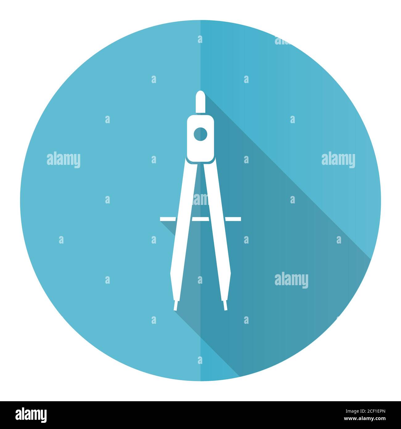 Learning vector icon, education flat design blue round web button ...