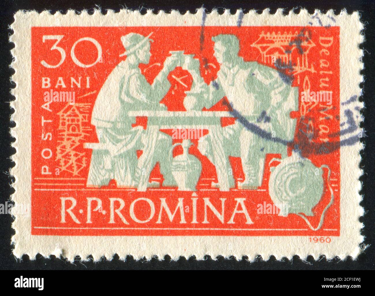 ROMANIA - CIRCA 1960: stamp printed by Romania, shows Wine peasant ...