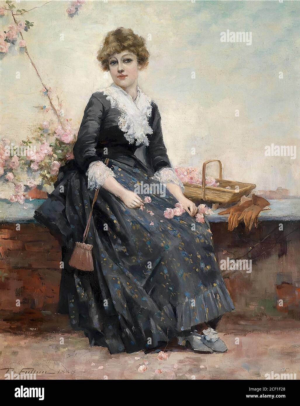 Fulton David - Girl with Roses - British School - 19th Century Stock ...