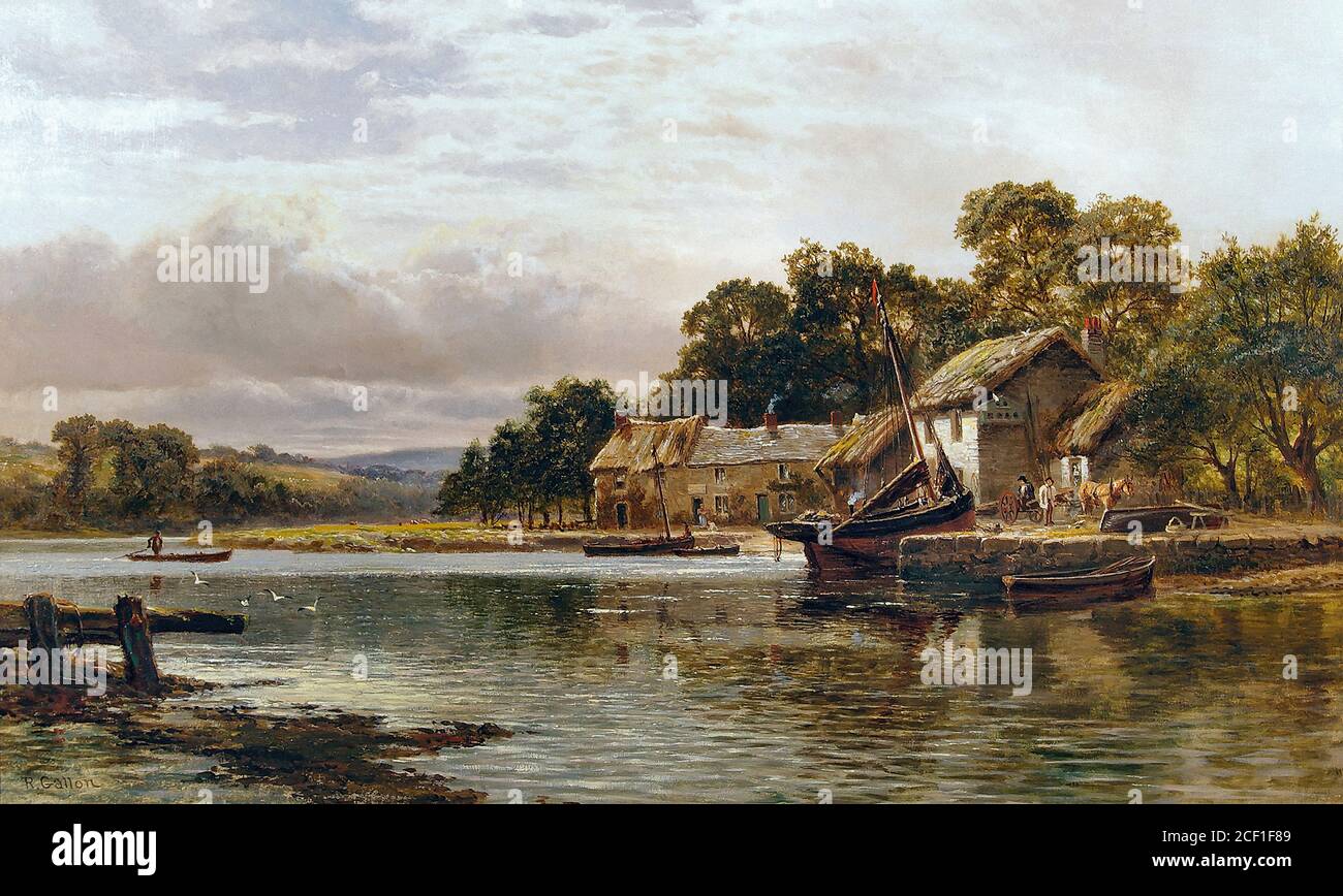 Gallon Robert - Fishing Village on the Exe - British School - 19th ...