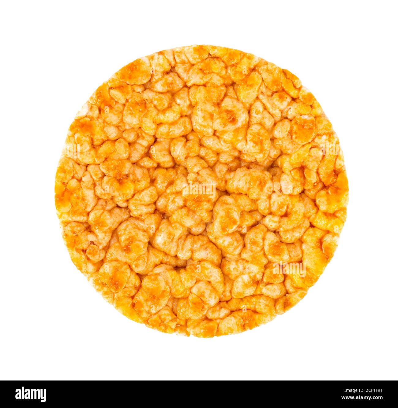 Caramelized rice-corn crispbread, isolated on white background. Sweet ...