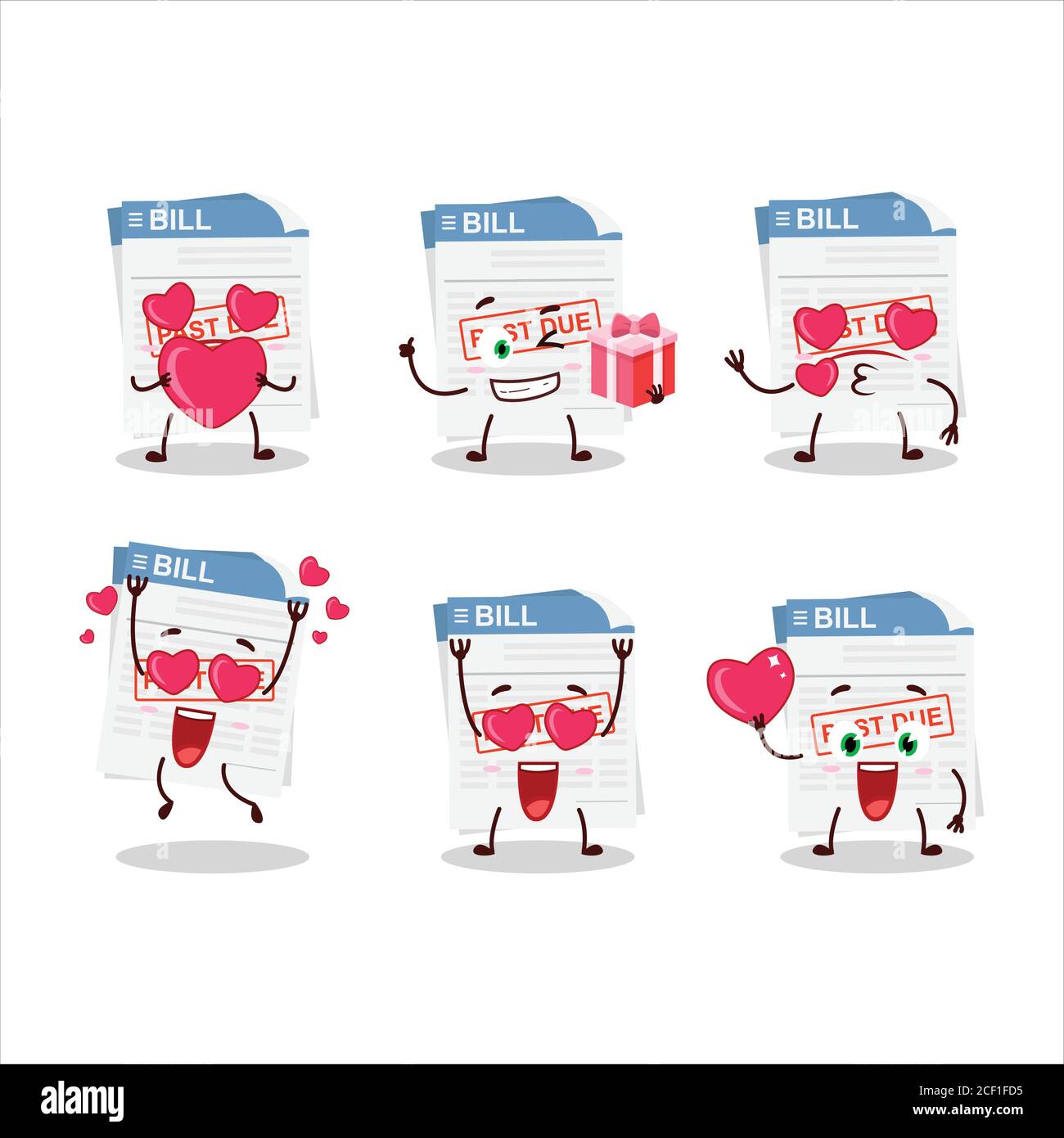 Bill paper cartoon character with love cute emoticon Stock Vector Image ...