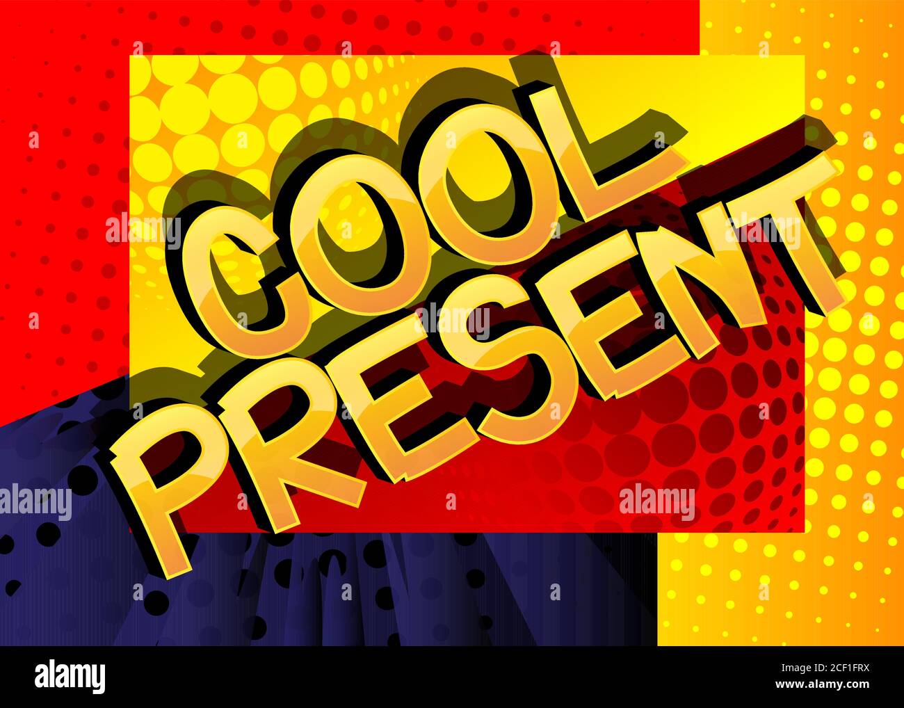 Cool Present Comic book style cartoon words on abstract comics ...