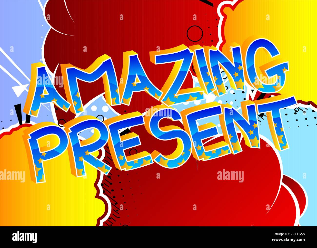 Amazing Present Comic book style cartoon words on abstract comics ...