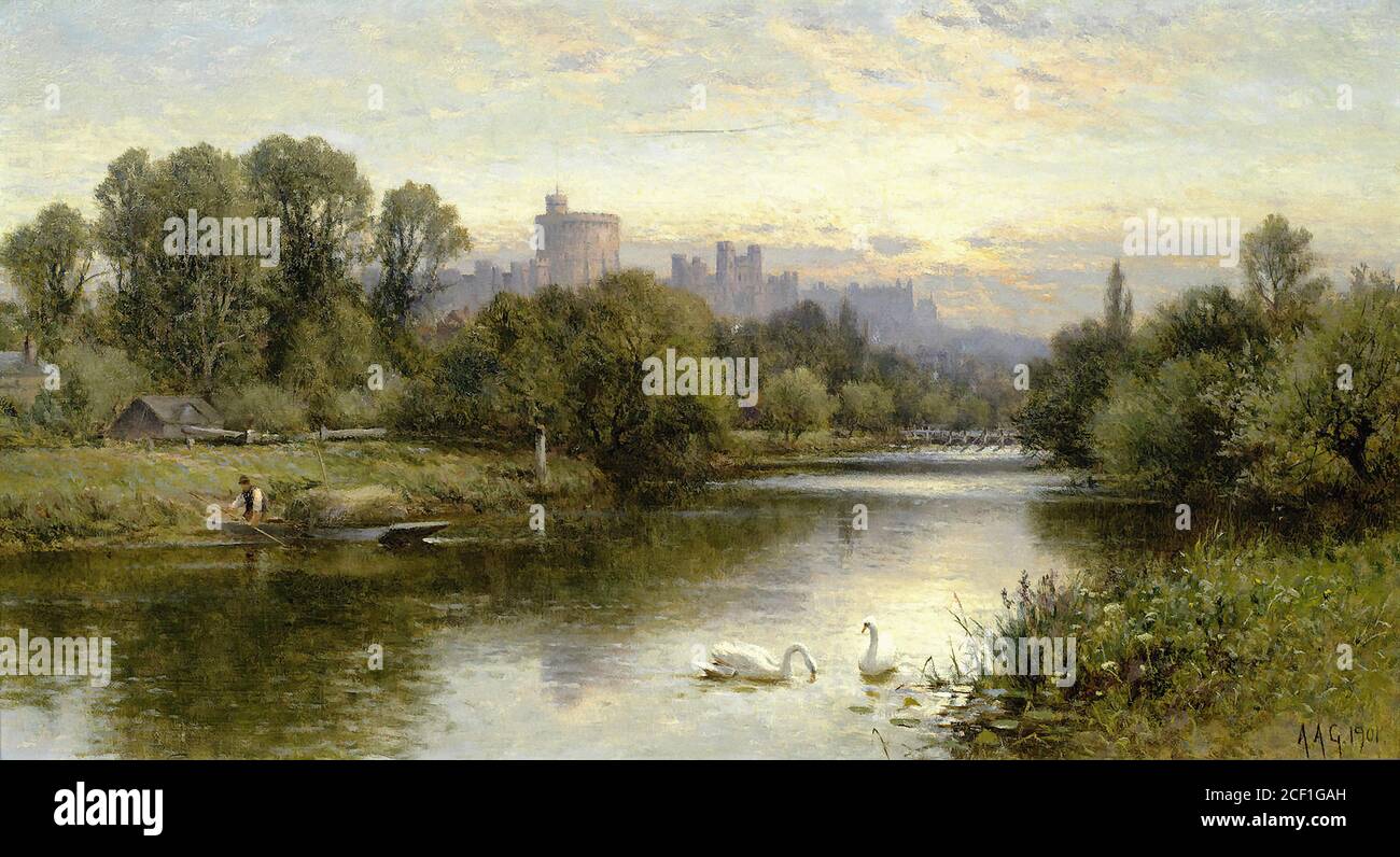 Glendening I Alfred August - a View of Windsor Castle from the Thames ...