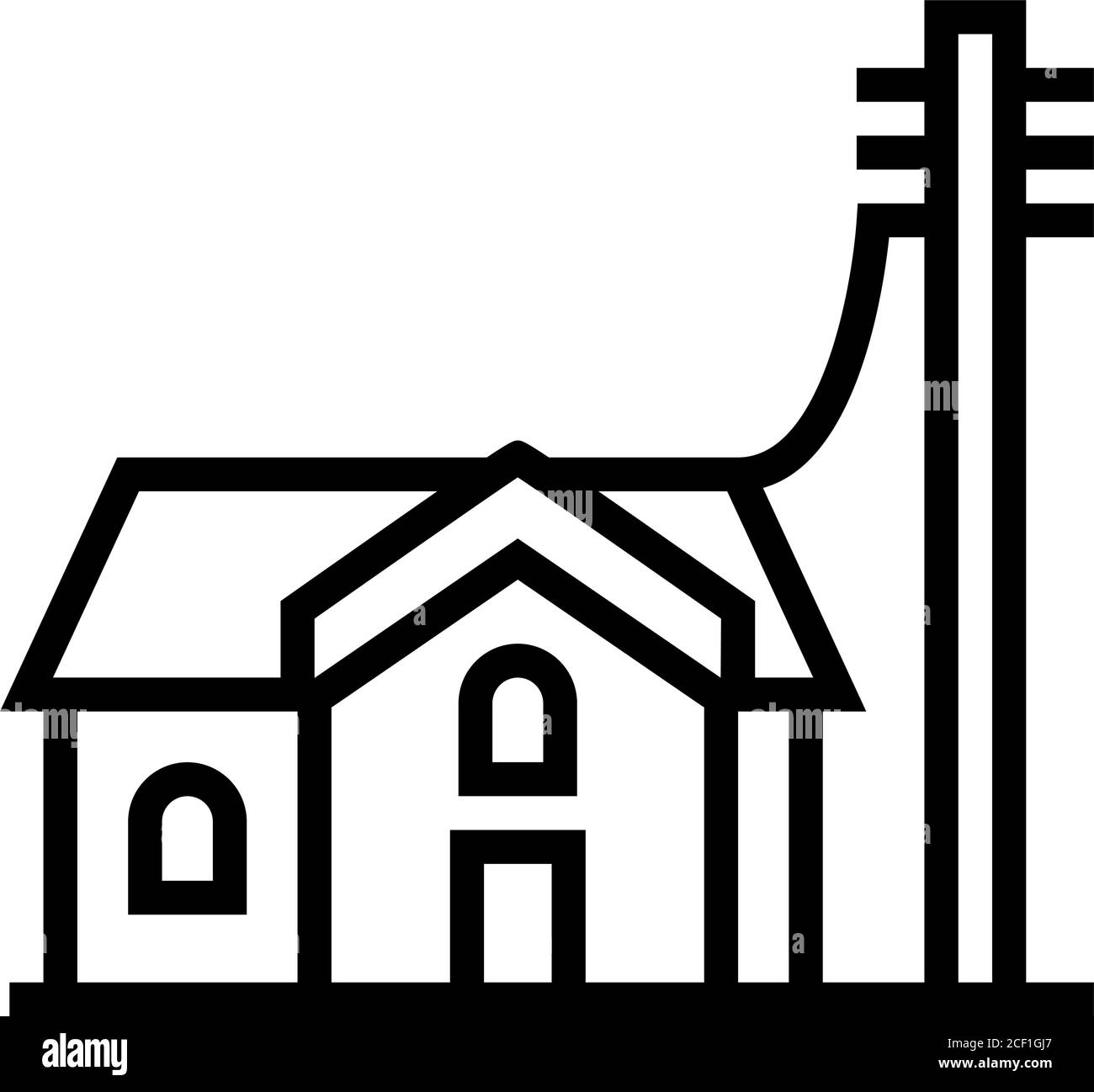 house connected to electricity line icon vector illustration Stock ...