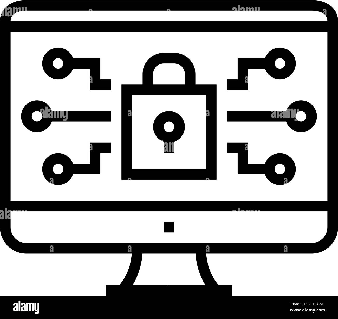 computer security line icon vector illustration Stock Vector Image ...