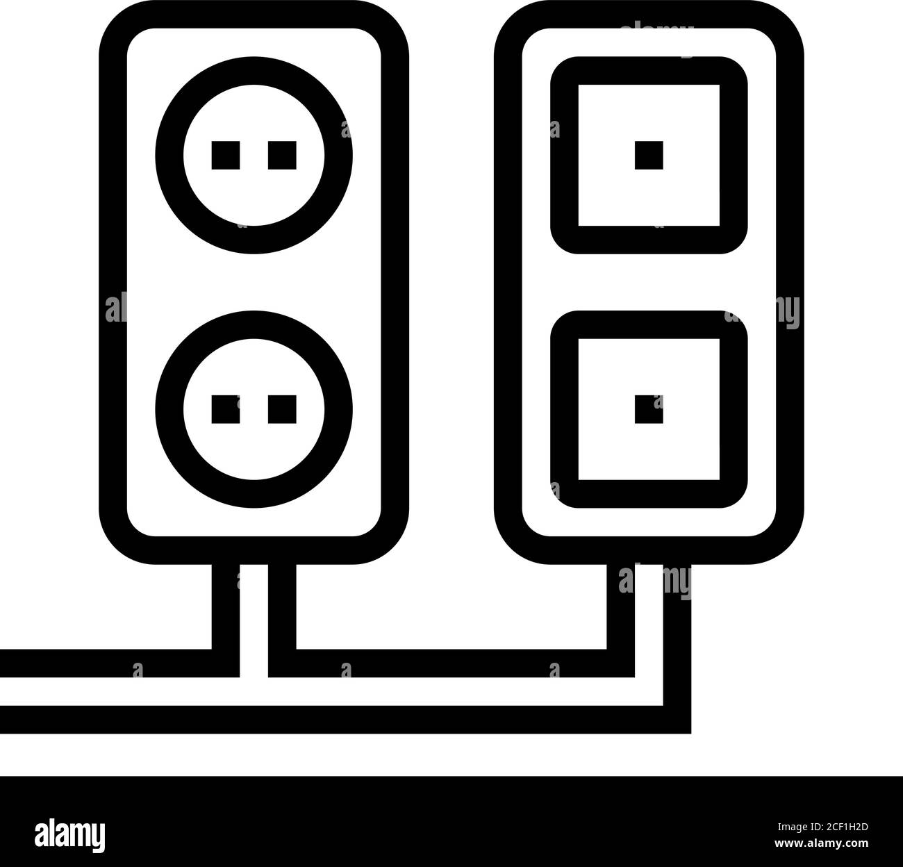 socket and antenna output installation line icon vector illustration ...