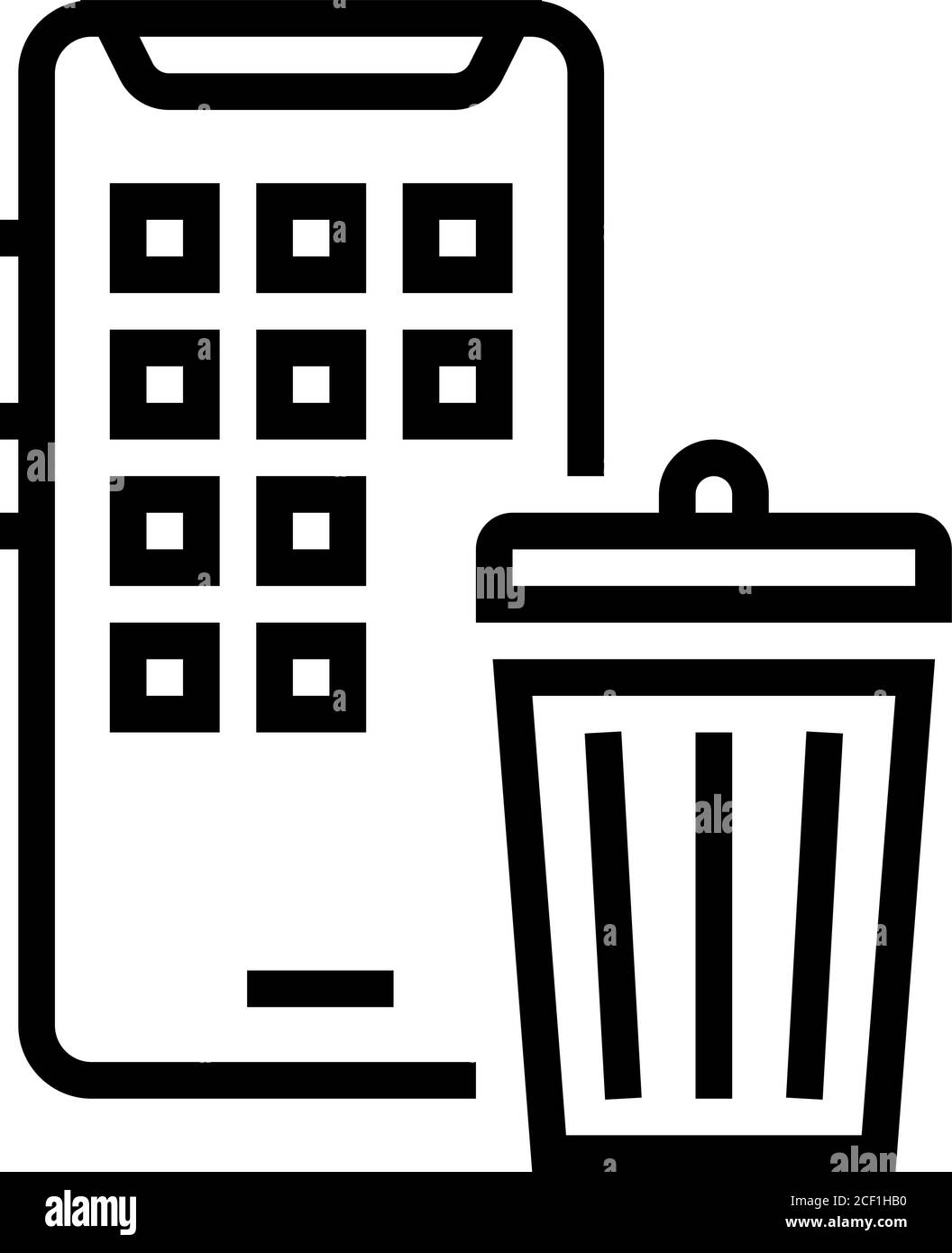 mobile phone trash bin line icon vector illustration Stock Vector Image ...