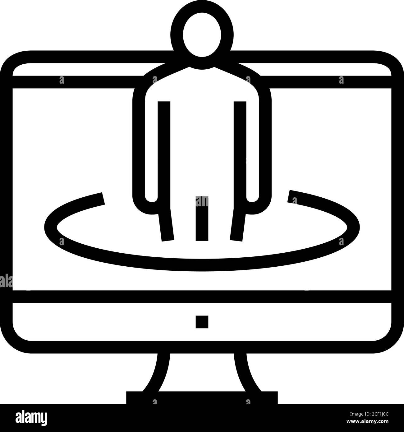 human on computer screen line icon vector illustration Stock Vector ...