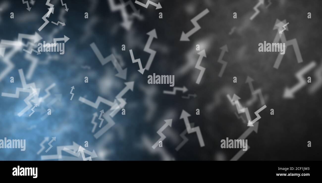 Flying arrows over light blue and grey background Stock Photo - Alamy