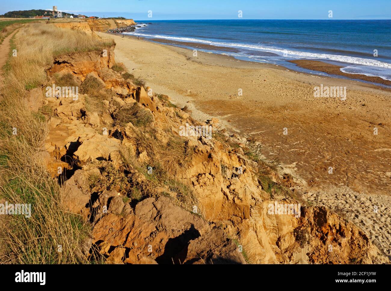 A view of a landslip in the cliffs on the North Norfolk coast between ...