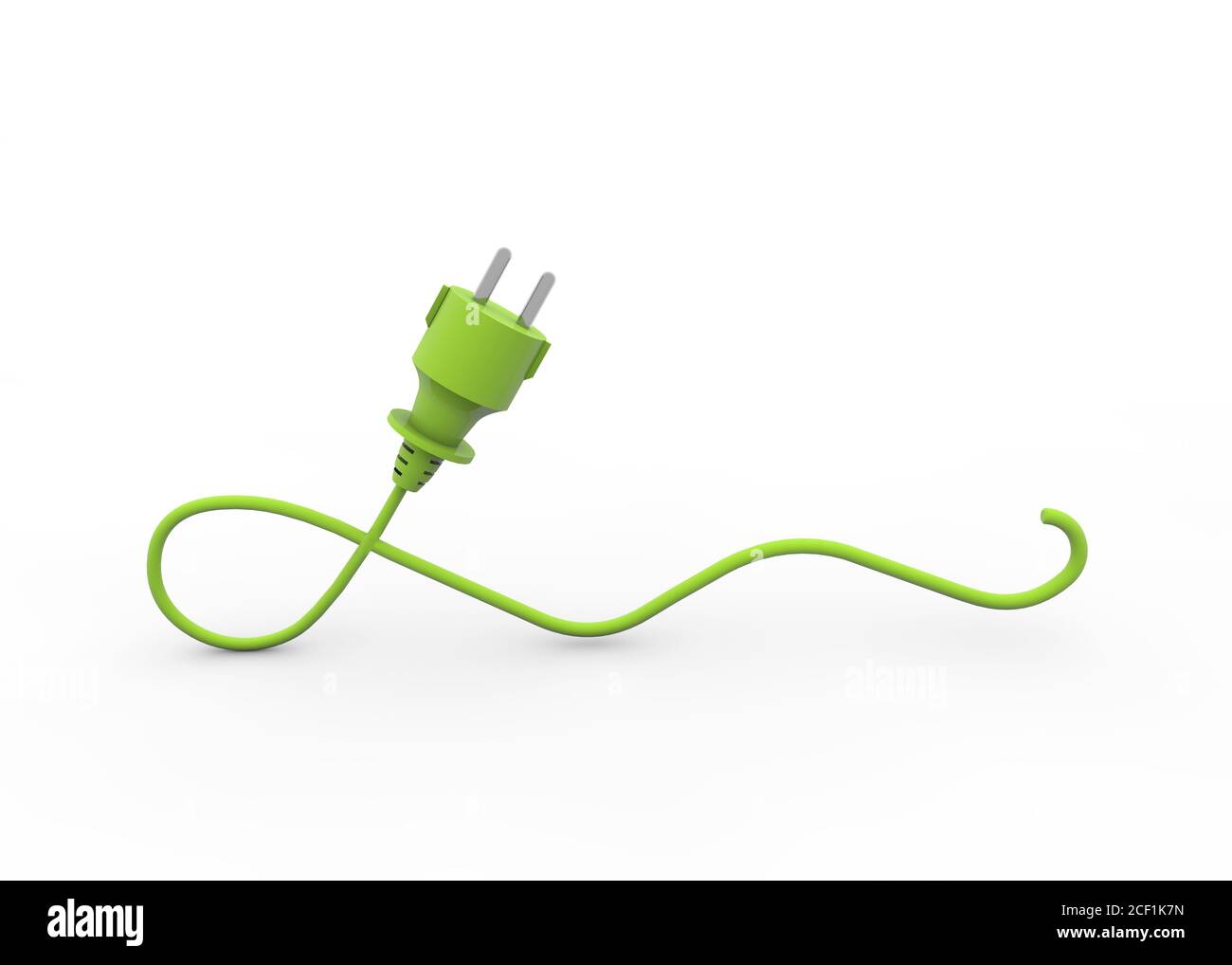 3D render of a green electrical plug isolated on a white background ...