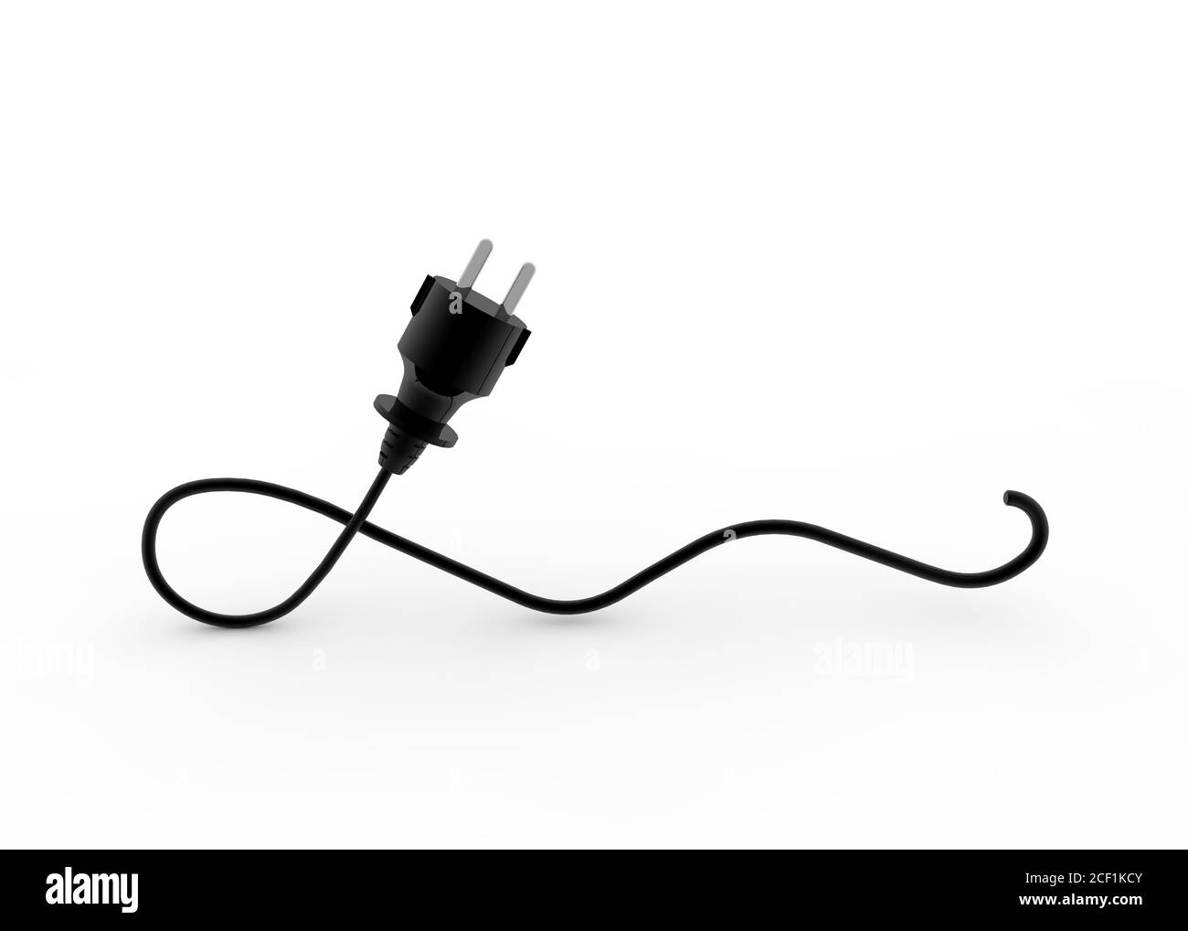 3D render of a black electrical plug isolated on a white background ...