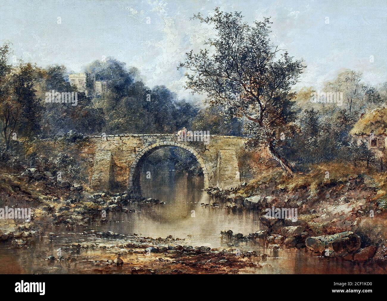 Gosling William - Boy Fishing from a Bridge Haddon Hall Beyond ...