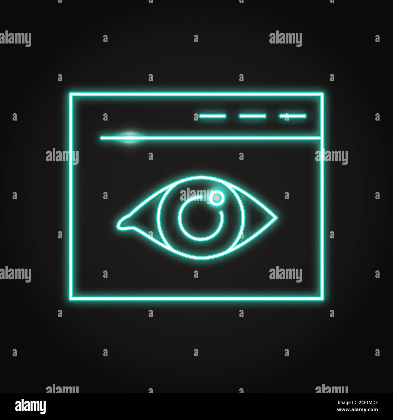 Web visibility icon in neon line style. Site page with eye symbol ...