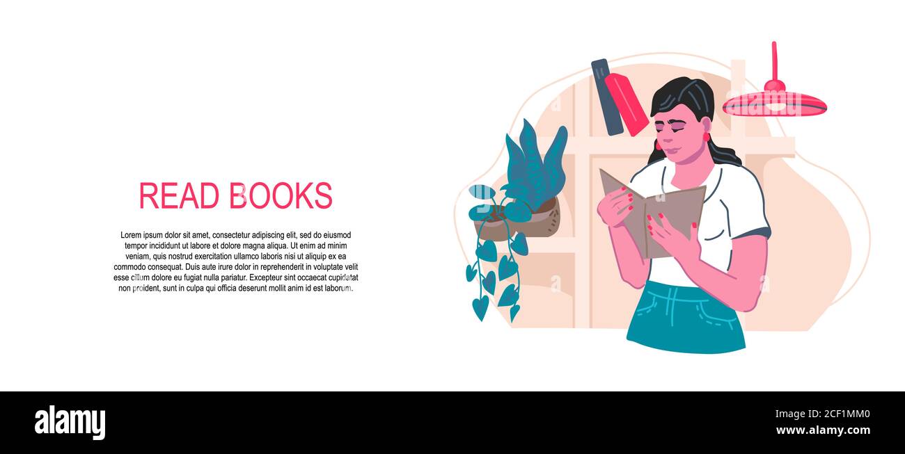 Banner template for books reading and education concept flat vector ...