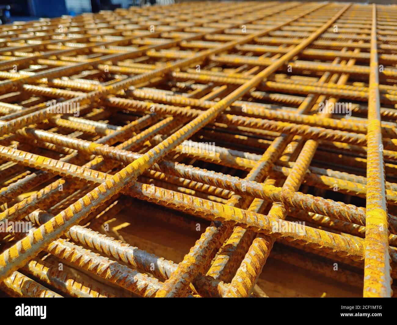 Closeup macro shot of abstract rebar scaffolding - concept of ...