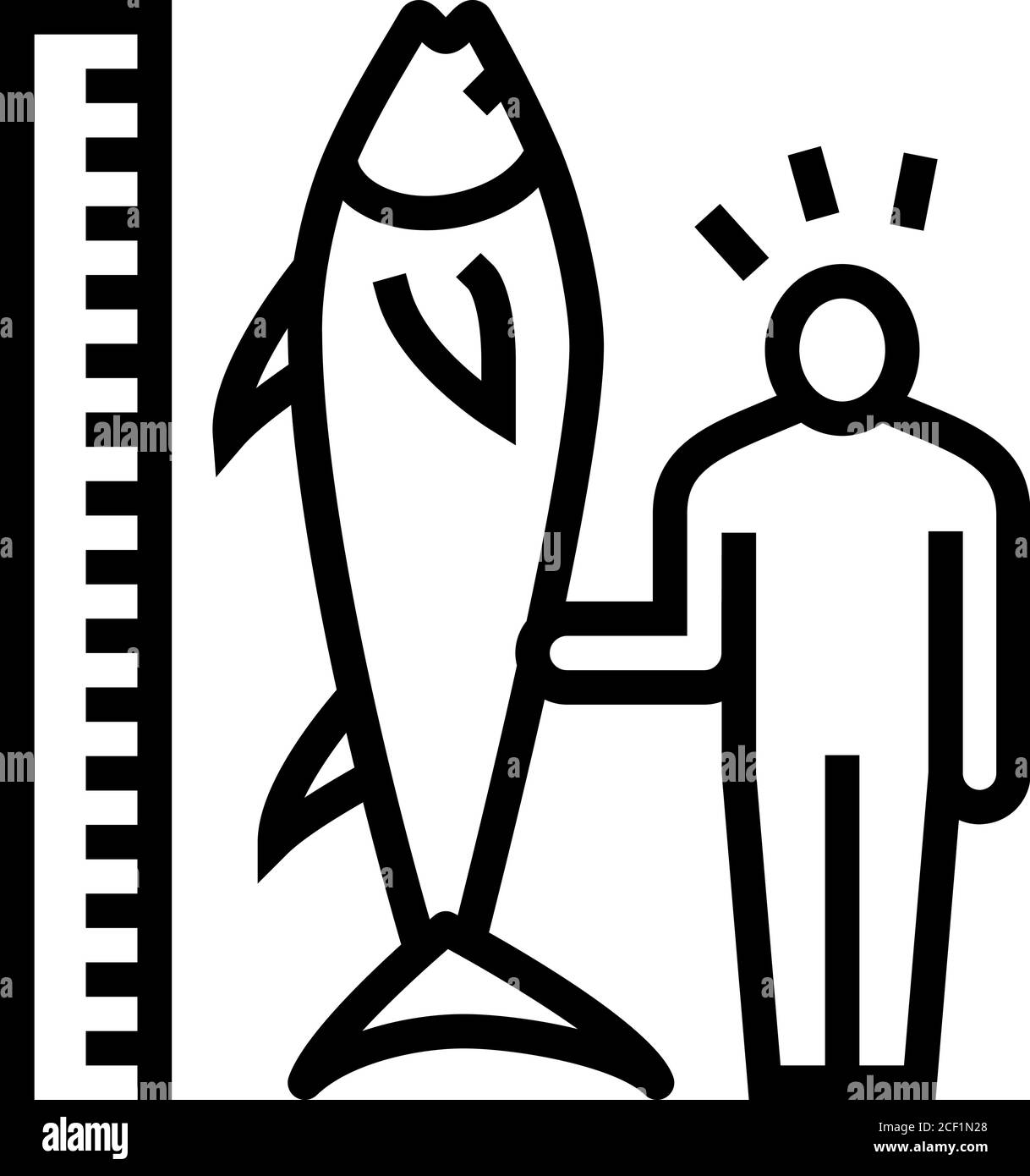 tuna size and fisherman line icon vector illustration Stock Vector ...