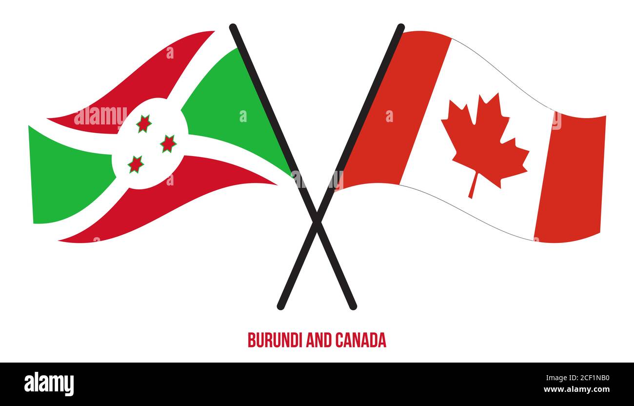 Burundi and Canada Flags Crossed And Waving Flat Style. Official ...