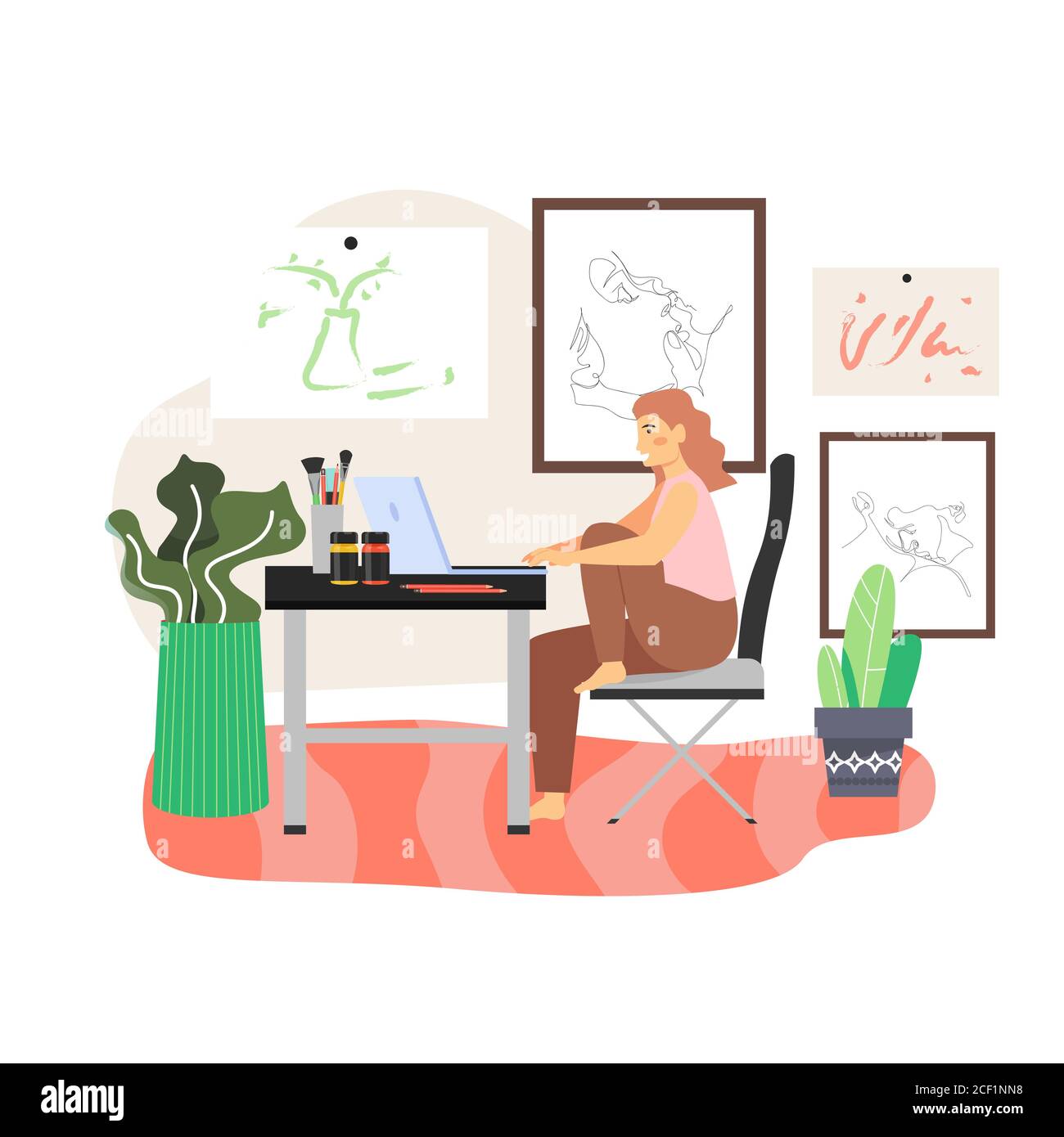 Female graphic artist computer Stock Vector Images - Alamy