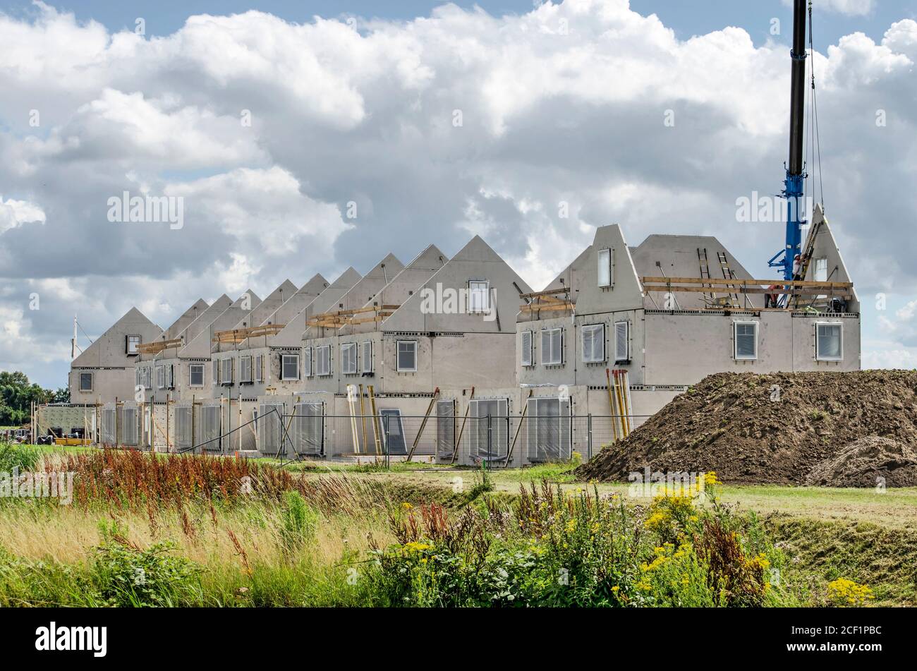 Numansdorp, The Netherlands, July 10, 2020: construction site of a row ...