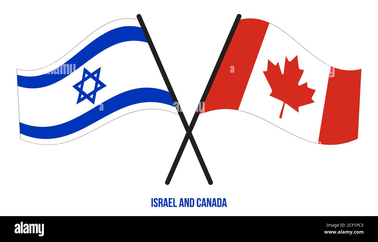Israel and Canada Flags Crossed And Waving Flat Style. Official ...