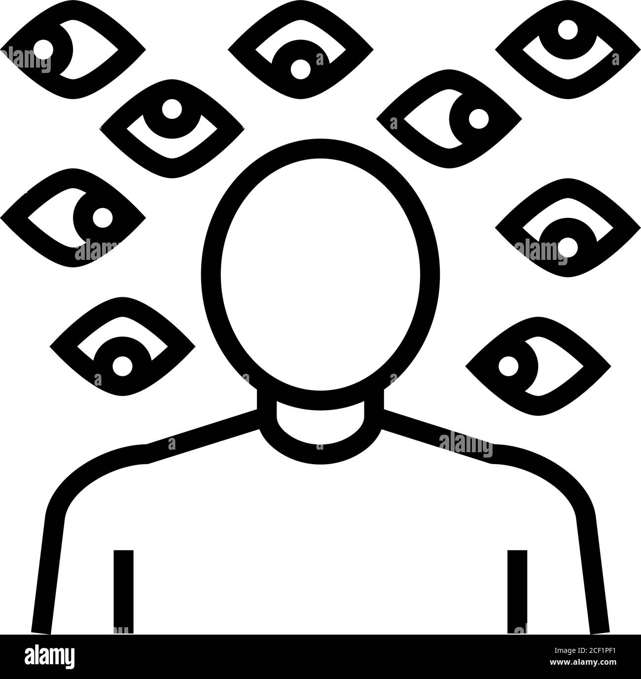 paranoia psychological problems line icon vector illustration Stock ...