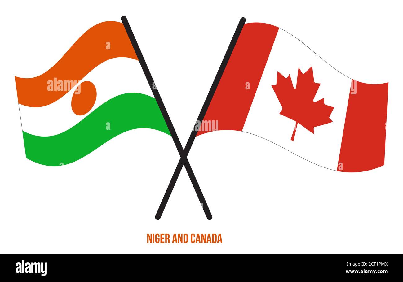 Niger and Canada Flags Crossed And Waving Flat Style. Official Proportion. Correct Colors Stock ...