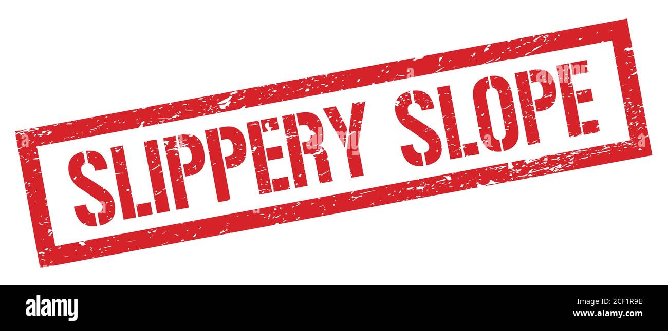 SLIPPERY SLOPE red grungy rectangle stamp sign Stock Photo - Alamy