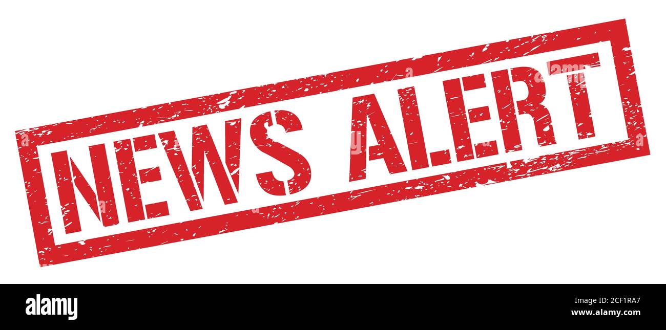 NEWS ALERT red grungy rectangle stamp sign Stock Photo - Alamy