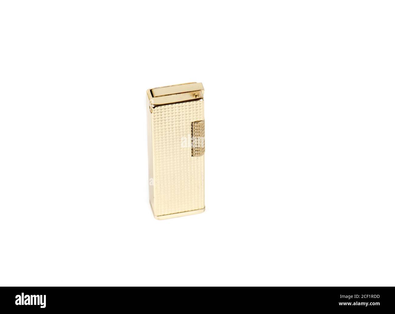 Golden lighter on white background Stock Photo - Alamy