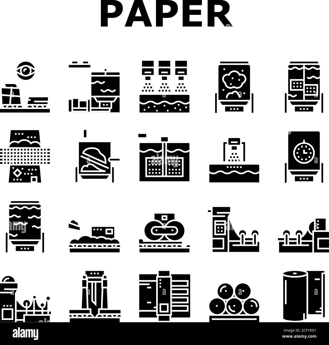 Paper Production Plant Collection Icons Set Vector Stock Vector Image ...