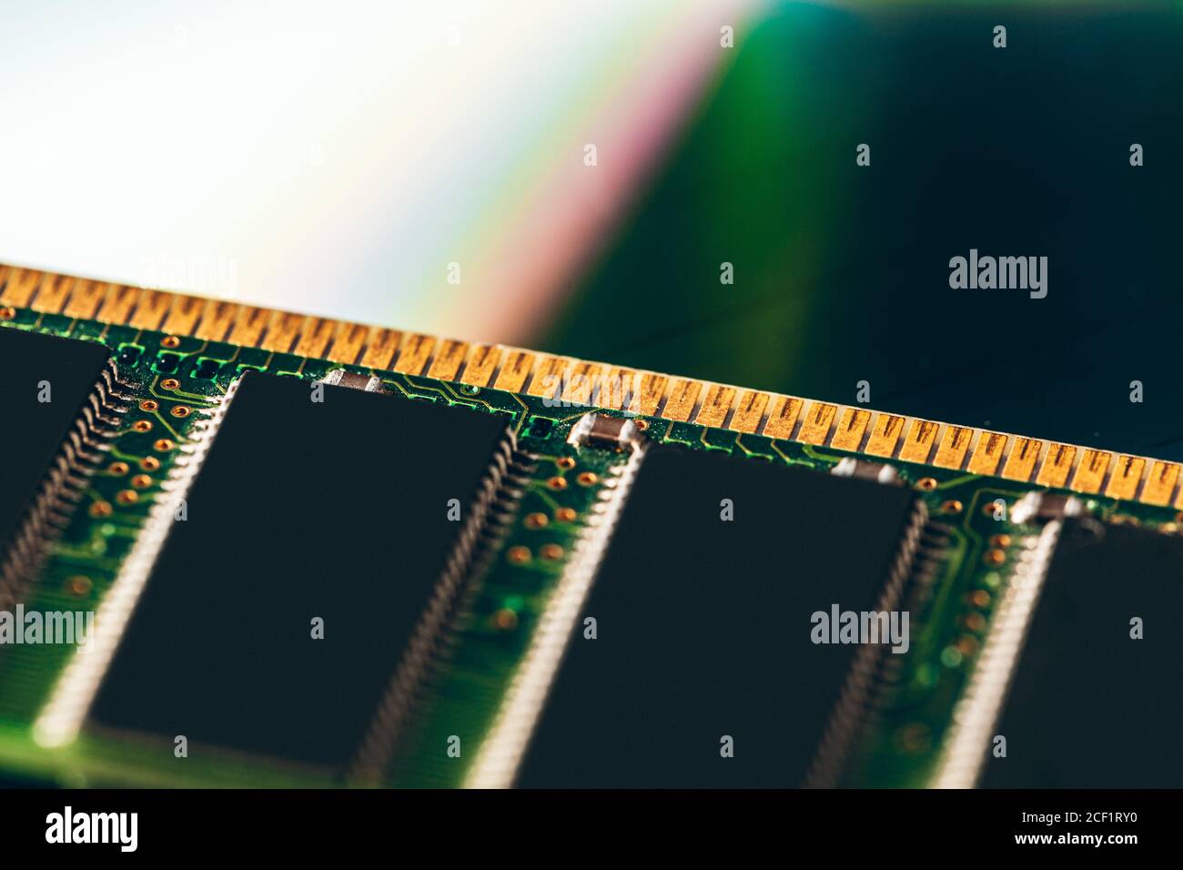 Green circuit board of a computer close up Stock Photo - Alamy