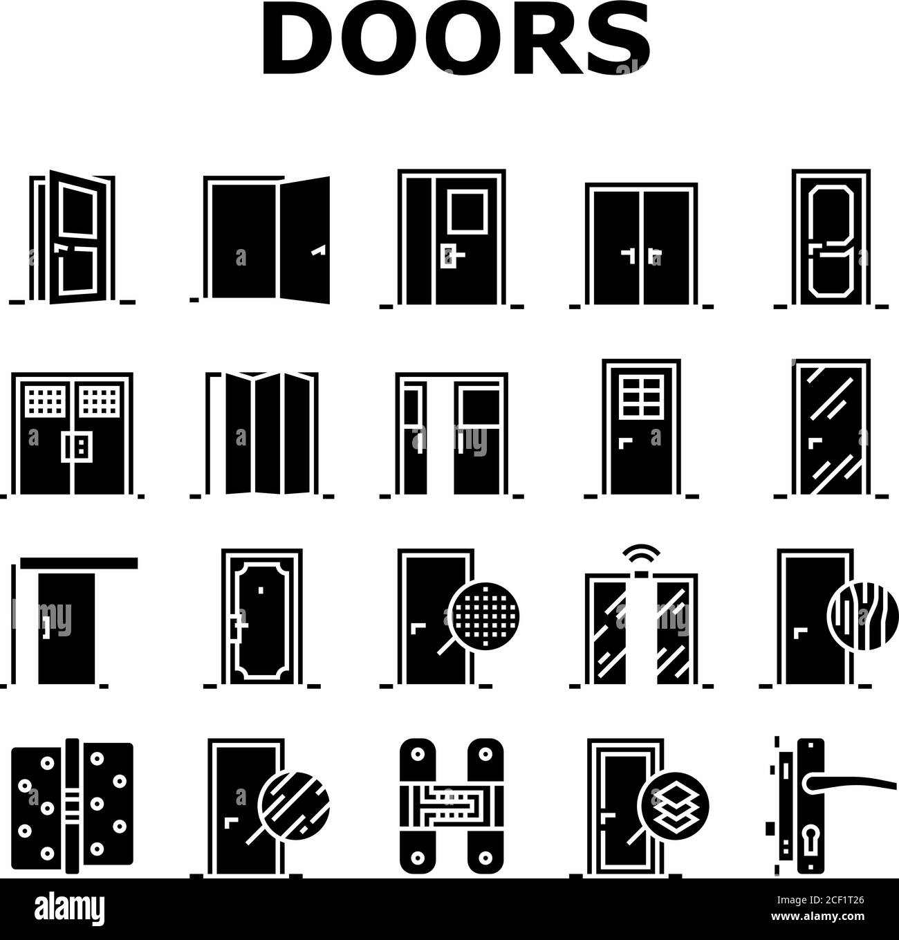 Interior Doors Types Collection Icons Set Vector Stock Vector Image ...