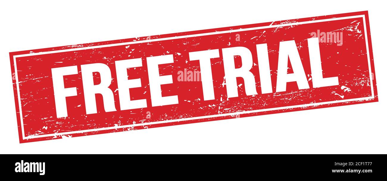 FREE TRIAL text on red grungy rectangle stamp sign Stock Photo - Alamy