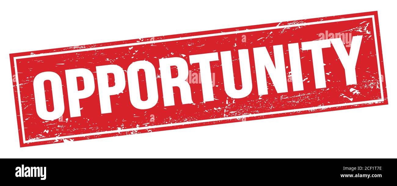 OPPORTUNITY text on red grungy rectangle stamp sign Stock Photo - Alamy