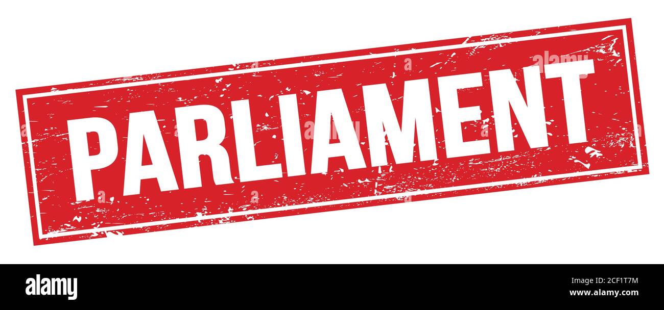 PARLIAMENT text on red grungy rectangle stamp sign Stock Photo - Alamy