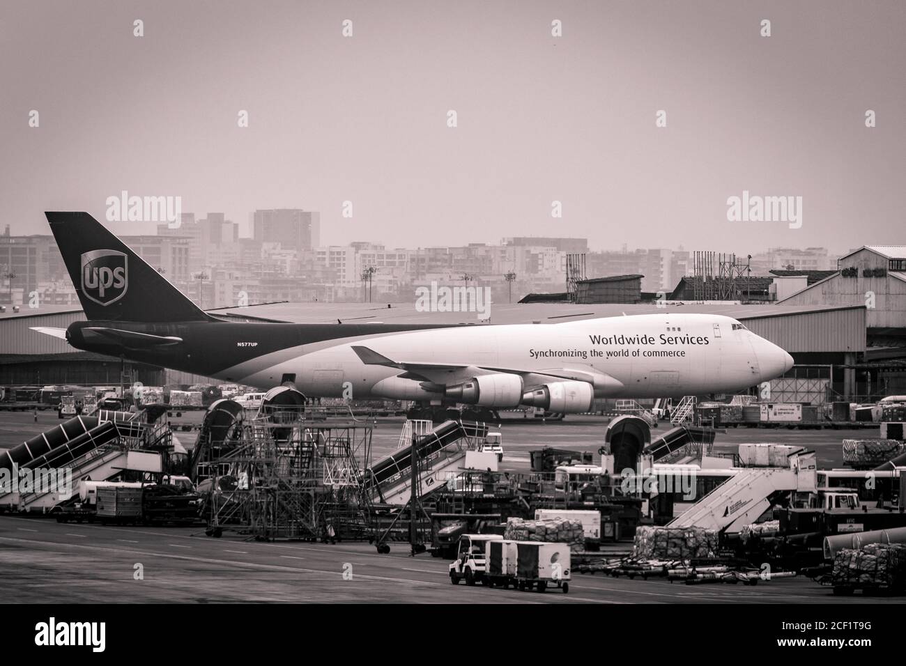 A cargo plane standing on the Chhatrapati Shivaji International Airport ...