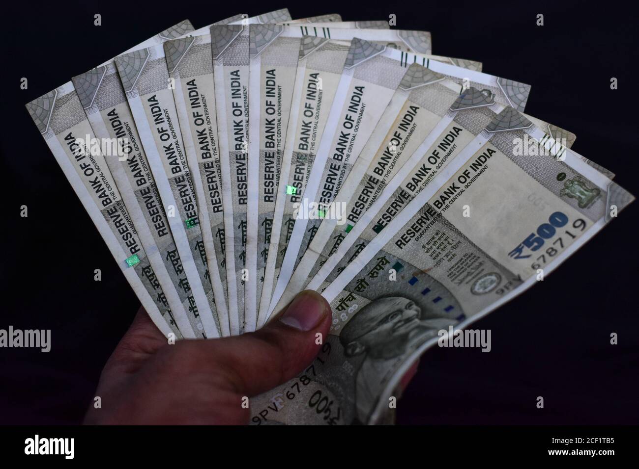 In this photo illustration five hundred Indian rupee notes Stock Photo ...
