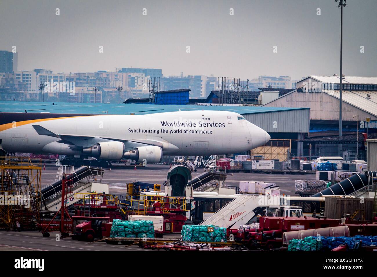 A cargo plane standing on the Chhatrapati Shivaji International Airport ...