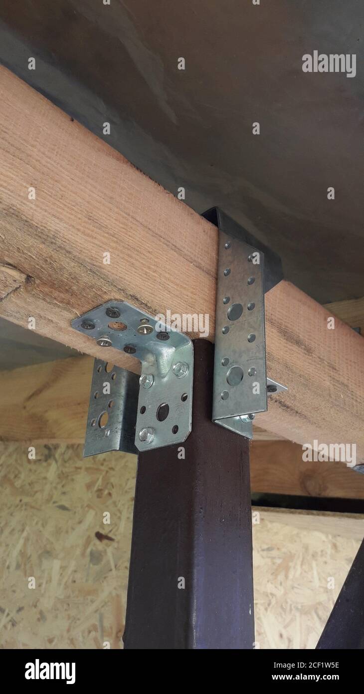 Fasteners and nodes in the frame construction Stock Photo - Alamy
