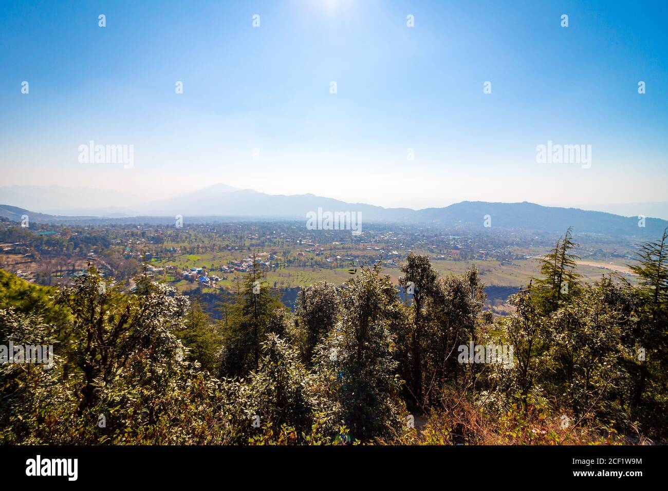 Bir Village from a high trekking point in Himachal Pradesh, India. Bir ...