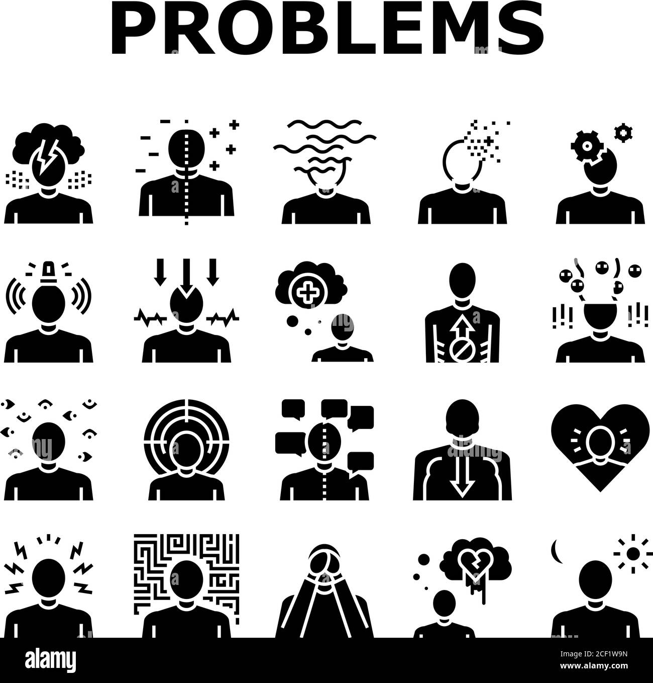 Psychological Problems Collection Icons Set Vector Stock Vector Image ...