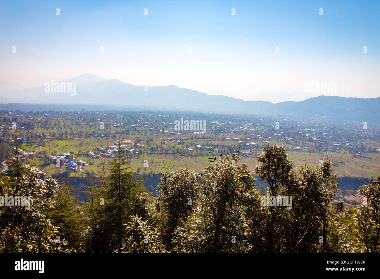 Bir Village from a high trekking point in Himachal Pradesh, India. Bir ...